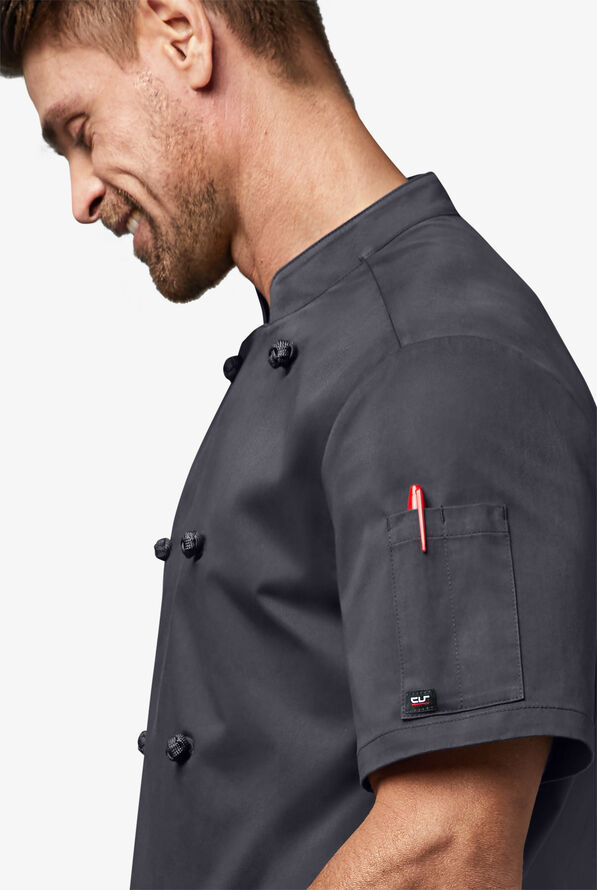 Men's Short Sleeve Knotted Button Executive Chef Coat - ChefUniforms