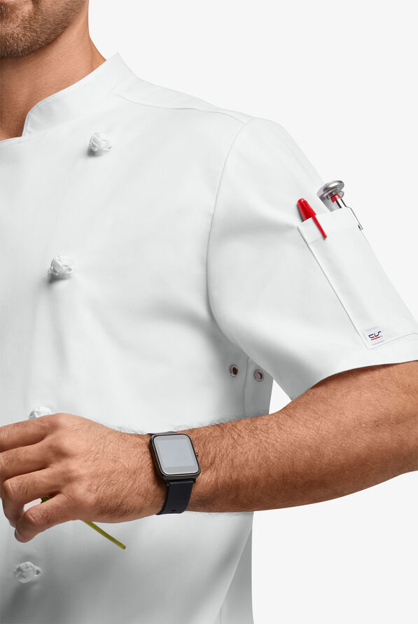 Men's Short Sleeve Knotted Button Executive Chef Coat - ChefUniforms