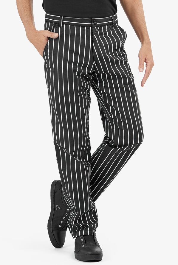UA CHEF Men's Executive Chalk Stripe Black Chef Pants, Chef Pants