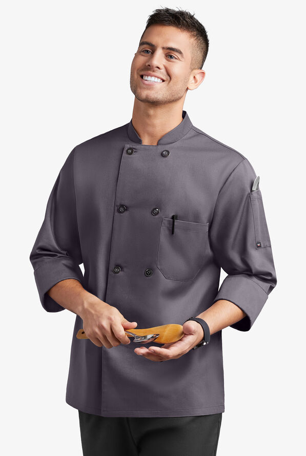 On The Line Men's 3/4 Sleeve Double Breasted Coat, Modern Chef Coats