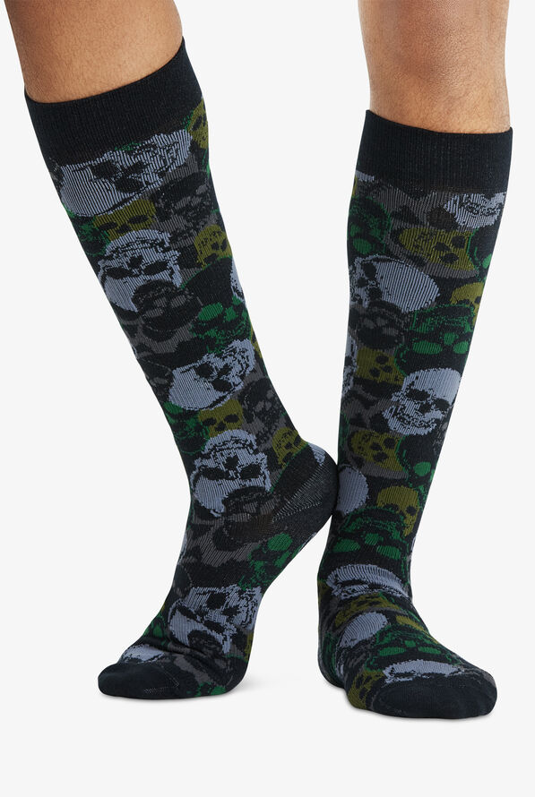 Cherokee Skulls Men's 10-15 mmHg Light Compression Socks, Nursing Socks