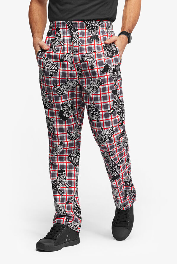 UA CHEF Butcher Board Men's 4-Pocket Relaxed fit Printed Chef Pants ...