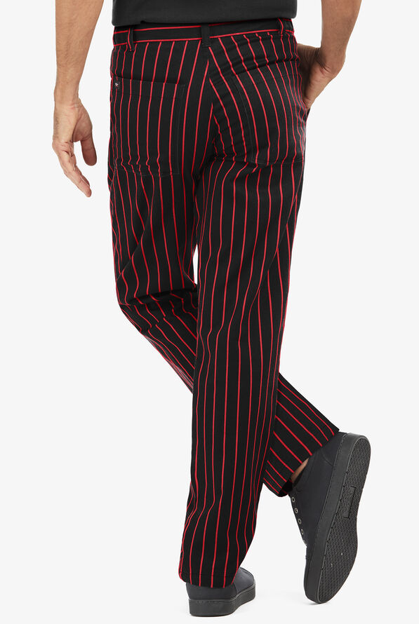 Men's Executive Chalk Stripe Red Chef Pants, Executive Chef Pants