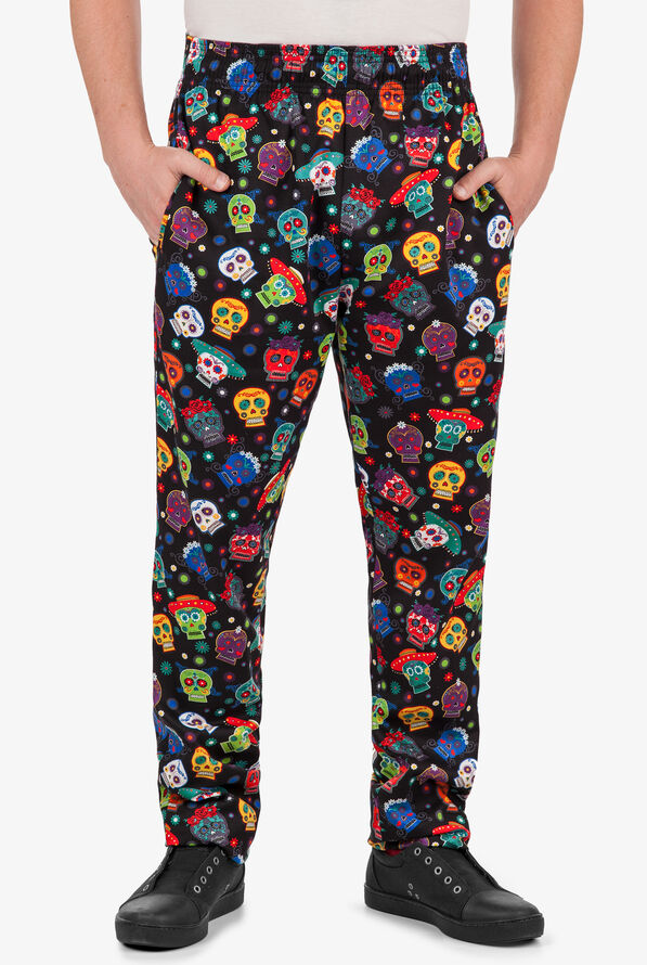 UA CHEF Men's Calavera Baggy Chef Pants, Mens Kitchen Pants