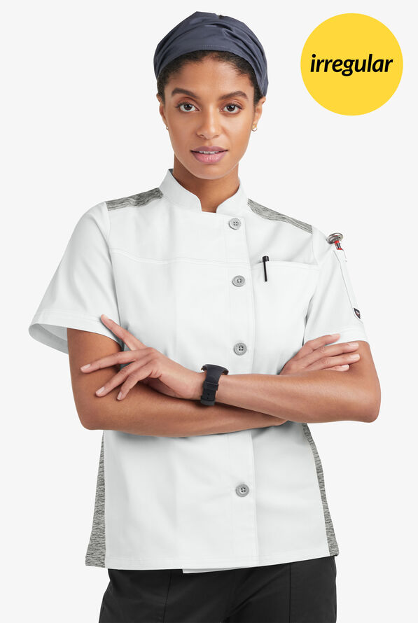 Chef 360 Women's Short Sleeve Coat with knit Panels, Chef Coats