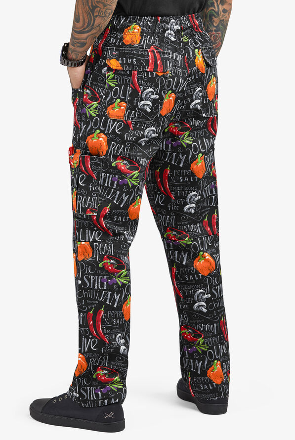 UA CHEF Men's Chalkboard Chef Utility Pants, Printed Chef Pants