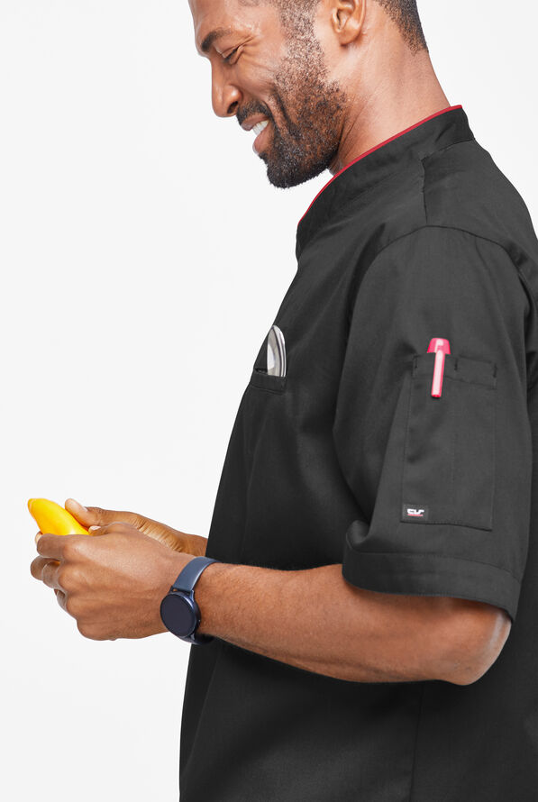Men's 2-Pocket Short Sleeve Snap Front Executive Chef Coat - ChefUniforms