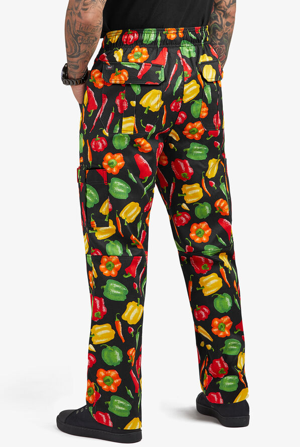 UA CHEF Men's Peppers Chef Utility Pants, Men's Printed Chef Pants