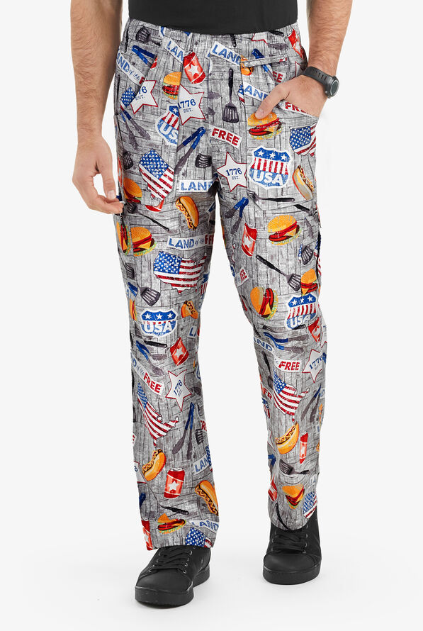 UA CHEF Men's Cook Out Printed Chef Utility Pants, Printed Chef Pants