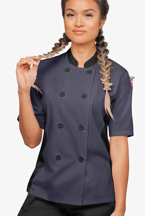Women's Short Sleeve Coat, Double Breasted Chef Coats