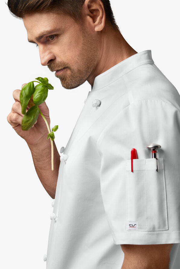 Men's Short Sleeve Knotted Button Executive Chef Coat - ChefUniforms