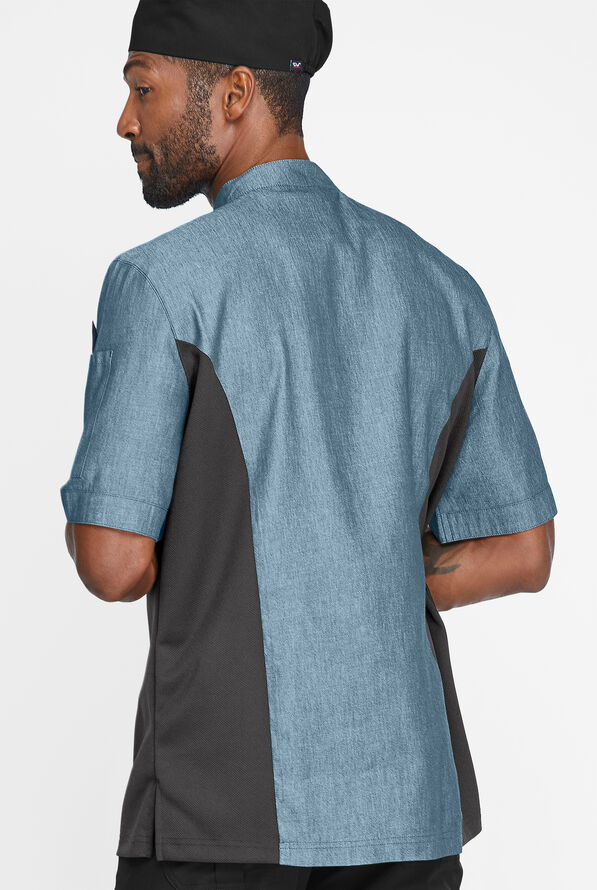 Industry Line Chambray Coat w Tech Mesh Side Panels, Mesh Chef Coat