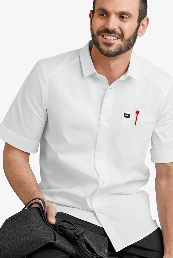 Chef 360 Men's Short Sleeve Workshirt with Tech Mesh Yoke, Chef Shirts