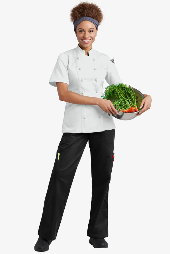 Women's Short Sleeve Knotted Button Chef Coat | ChefUniforms